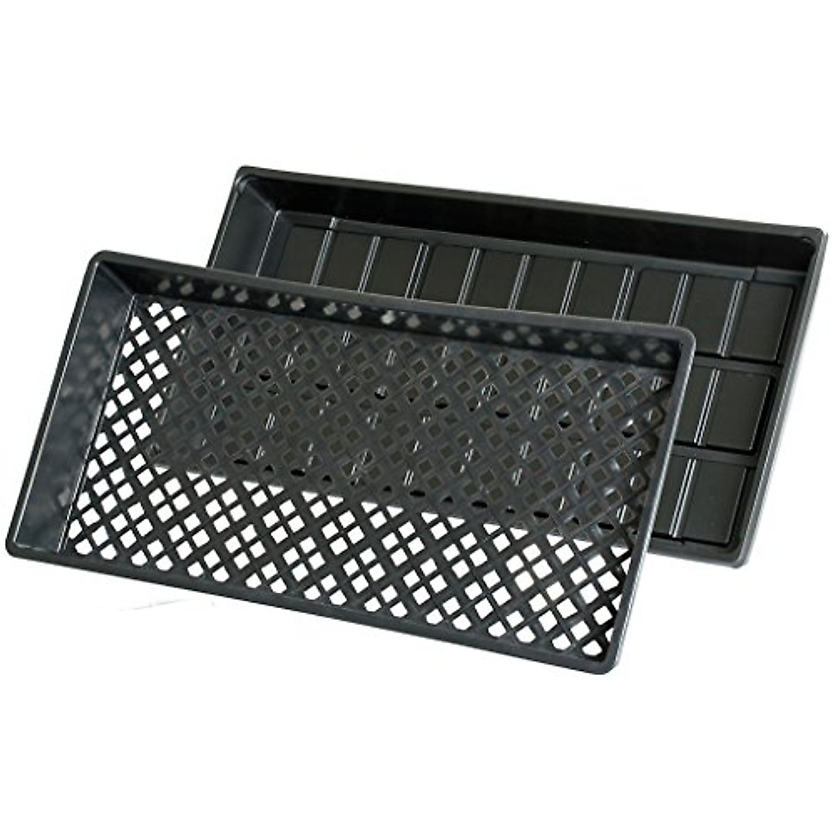 Hydrofarm Cut Kit 10x20 w, case of 50 Mesh Tray, 10" x 20" x 2.5", Black Plastic