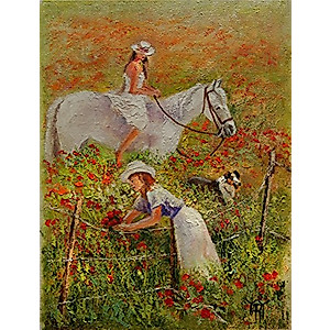 SOLD Wildflowers by the Fence, Girls And Their Animals By Internationally Renown Painter Yary Dluhos.