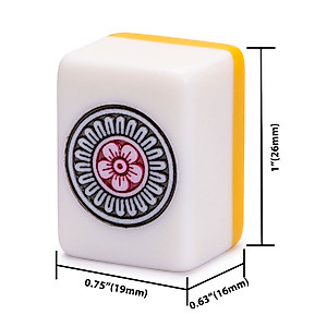 Yellow Mountain Imports Japanese Riichi Mahjong Set - White and Yellow Standard Size Tiles - with East Wind Tile and Black Vinyl Case
