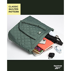 Reebok Women's Puffer Tote Bag - Carry On Sports Gym Shoulder Bag - Lightweight Casual Purse, Size ONE SIZE, Trek Green