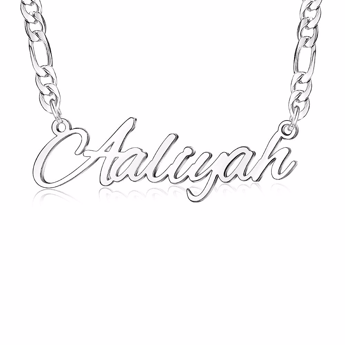 Jewenova S925 Sterling Silver Name Necklace Personalized,Custom nameplate Pendant Necklace for Women Personalized Jewelry Gift with Box