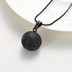 constantlife Cremation Jewelry for Ashes - Basketball Stainless Steel Memorial Pendant Urn Necklace Keepsake for Men Women (Black)