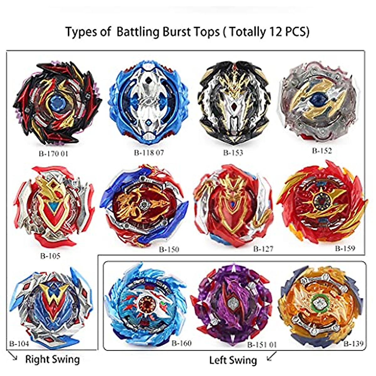 JIMI Bey Battling Top Burst Gyro Toy Set 12 Spinning Tops 3 Launchers Combat Battling Game with Portable Storage Box Gift for Kids Children Boys Ages 8+