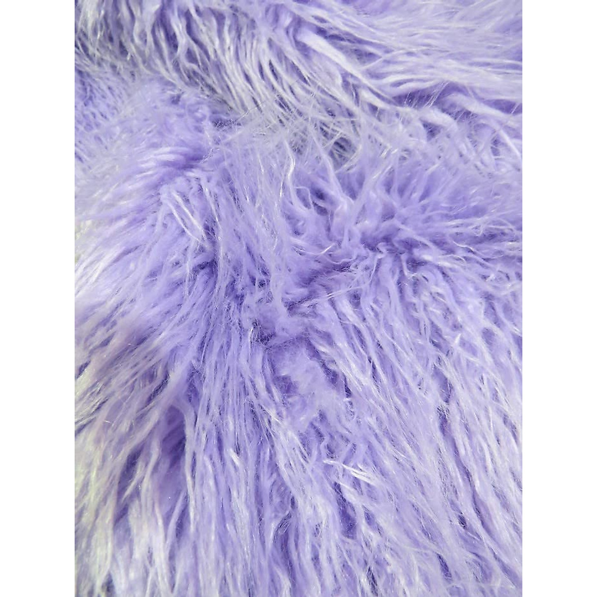 Ecoshag™ Faux Fake Fur Solid Mongolian Long Pile Fabric Sold by The Yard DIY Coats Costumes Scarfs Rugs Accessories Fashion (Curly Lavender)