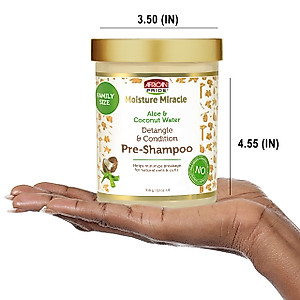 African Pride Moisture Miracle Aloe & Coconut Water Pre-Shampoo Detangler & Pre-conditioner - Helps Minimize Hair Breakage for Natural Coils & Curls, 18 oz.