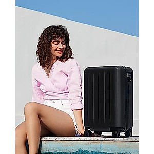 NINETYGO Carry on Luggage, Airline Approved, 22-Inch Hard-Shell Suitcases with Spinner Wheels for Travel, Kids Luggage for Boys, 22 X 14 X 9 Inches (Midnight Black)