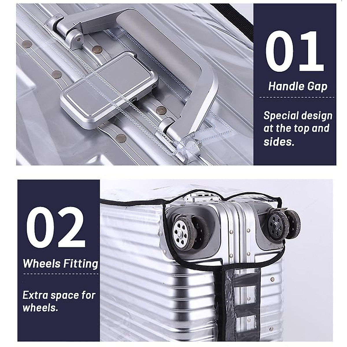 Clear Suitcase Cover - 20 22 24 26 28 30 Inch Suitcase Covers - PVC Waterproof Luggage Cover - Top and Side Handle Gap Suitcase Protector (22 Inch)