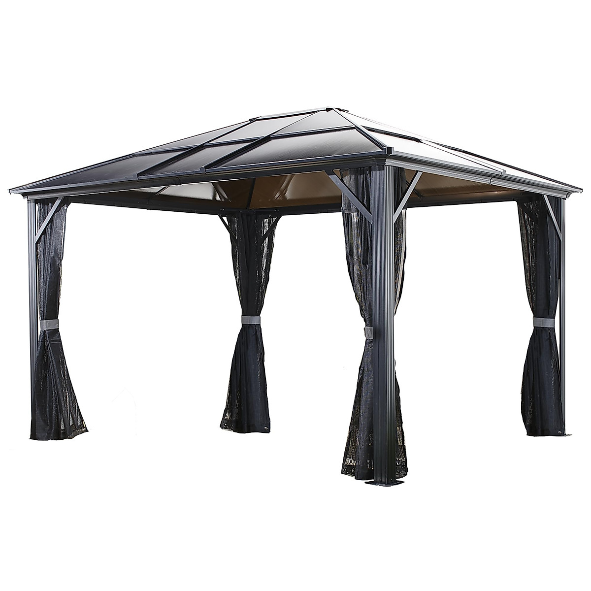 Sojag 500-5153903 Meridien Hardtop Gazebo Outdoor Sun Shelter, 10' by 12', Charcoal
