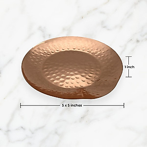 RYARDS Copper Spoon Rest for Stove Top - Pack of 2 Hammered Copper Utensil Holder & Kitchen Accessories - Farmhouse Rustic Utensil Holder for Countertop - Act as Coffee Bean Tray, Jewelry Dish