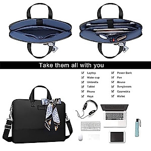 MOSISO Laptop Bag for Women, 15-15.6 inch Computer Bag Compatible with MacBook Pro 16 inch, HP, Dell, Lenovo, Asus, Razer Notebook, Laptop Shoulder Messenger Bag with Strap and Silk Scarf, Black
