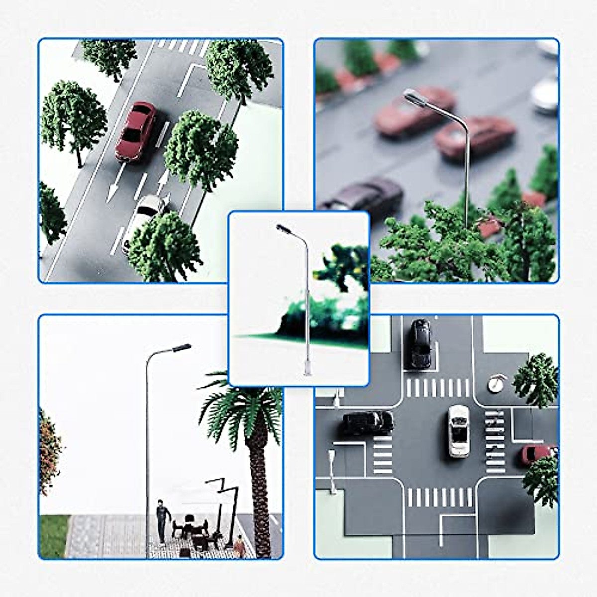 20Pcs Model Railway Train Model Street Lights LED Dual Lampposts HO OO Scale LEDs Dual Heads Gauge Model Street Light Layout