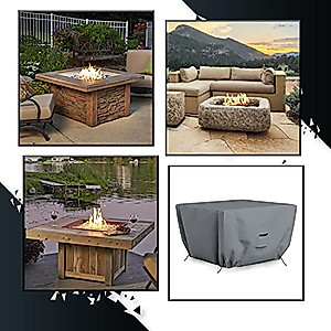 Covers & All Square Fire Pit Cover 12 Oz Heavy Duty PVC Coating Waterproof Outdoor Patio Furniture Table Cover with Air Pockets & Drawstring for Snug Fit. (36" L x 36" W x 12" H, Grey)