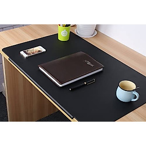 LOHOME Desk Pads Artificial Leather Laptop Mat with Fixation Lip, Perfect Desk Mate for Office and Home, Rectangular, Large, Black