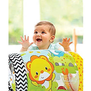 Infantino Jungle Peek & Roll - Encourages Crawling, Inflatable Activity Toy with Bouncing Balls Inside, Fun & Friendly Animal Characters, Helps Gross Motor Skill Development, for Babies 6M+