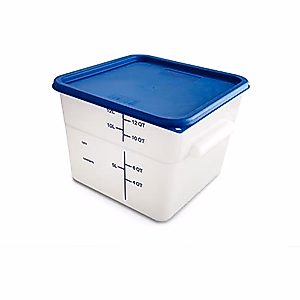 Carlisle FoodService Products Squares Square Food Storage Container with Stackable Design for Catering, Buffets, Restaurants, Plastic, 12 Quarts, White