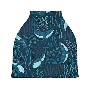 Nursing Cover Breastfeeding Scarf Underwater Humpback Whales - Baby Car Seat Covers, Stroller Cover, Carseat Canopy (2na1c)