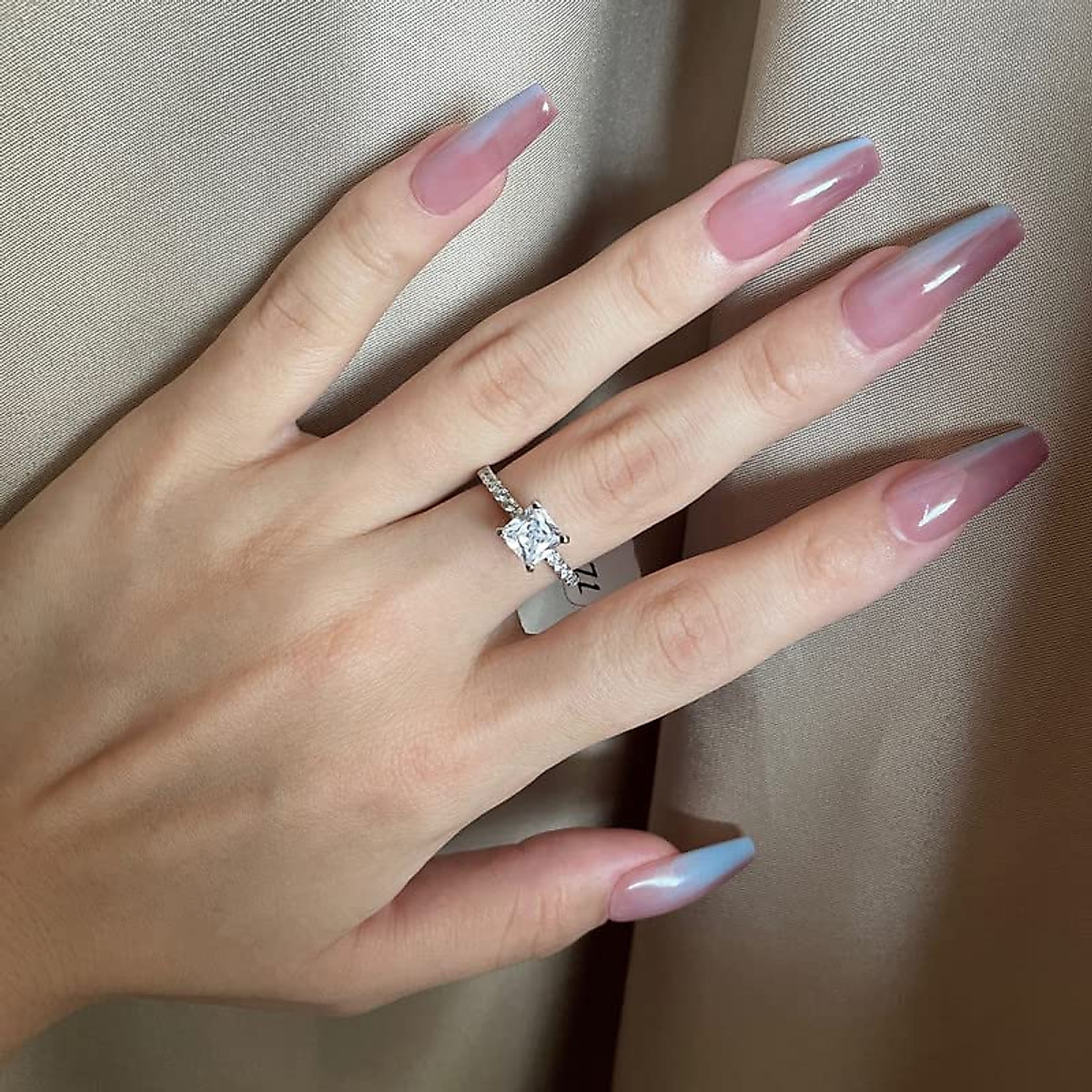 1-1/4 Carat(ctw) Princess Cut Engagement Rings for Women White Gold Square Cut Moissanite Engagement Rings 925 Sterling Silver 10K 14K 18K Gold Wedding Anniversary Promise Rings with Text Engraving(18K Gold)