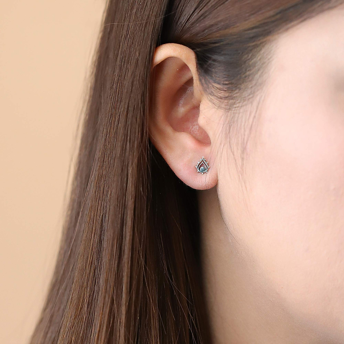 Boma Jewelry Sterling Silver Balinese Tribal Boho Teardrop Stud Earrings