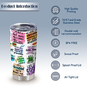 ATHAND 20 Oz Funny Sarcastic Quotes for Women,Birthday Gift for Women Girls,Idea for Best Friend Bestie, Coworker Mom Wife Coffee Travel Mug,Mom's Day Present,Multicoloured Insulated Tumbler with Lid