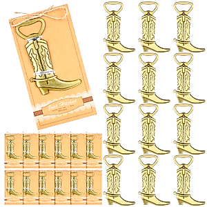 12 Pcs Cowboy Boot Bottle Openers Metal Boot Bottle Openers Stainless Steel Bottle Openers for Wedding Birthday Anniversary, Bronze