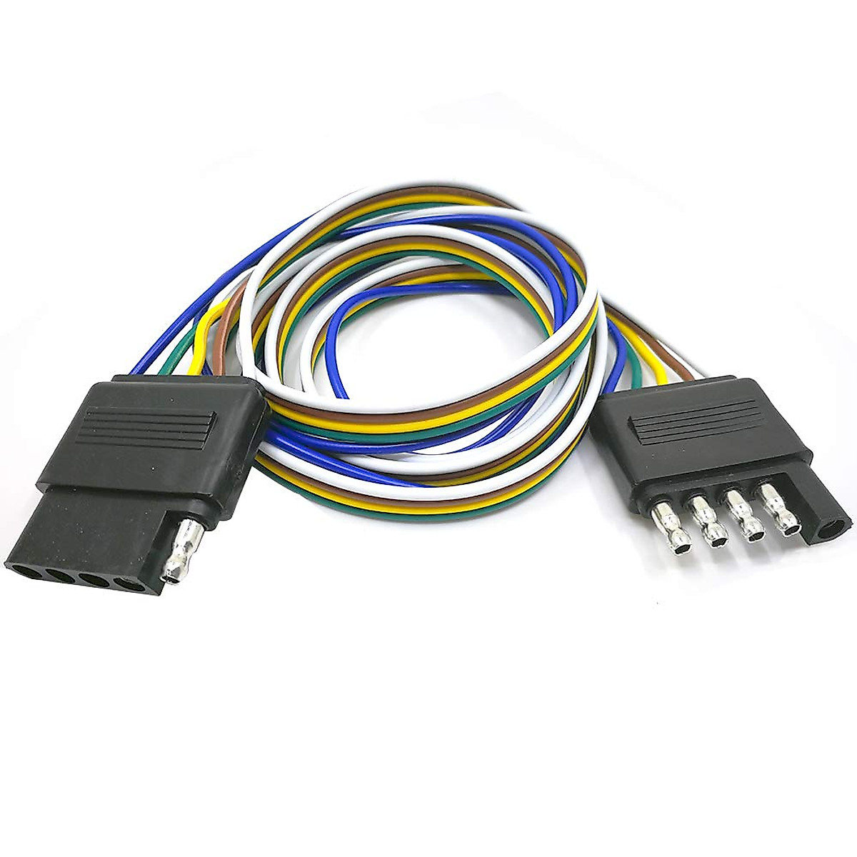 CARROFIX 5 Way Flat Trailer Wire Extension, 48" 5-Pin Trailer Wiring Connector, Vehicle-Side and Trailer-Side