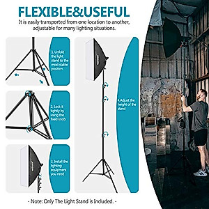 Neewer Heavy Duty Light Stand, Aluminum Alloy 13ft/4m Adjustable Photography Tripod Stand with Built-in Spring Cushion and 1/4” Screw for Studio LED Light, DSLR Camera, Max Load: 22lb/10kg - Black