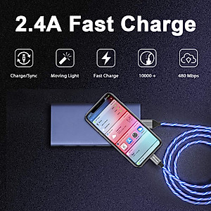 Oliomp iPhone Charger Cable, Apple MFi Certified 3ft LED Light Up Lightning Cable USB Fast Charger Cord High Speed Data Sync Transfer Cord for iPhone 14/13/12/11/11Pro/Max/XS/XR/X/6/7/8 (Blue)