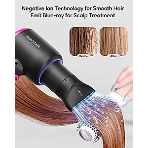 Wavytalk Professional Hair Dryer with Diffuser, 1875W Blow Dryer Ionic Hair Dryer for Women with Constant Temperature, Hair Dryer with Ceramic Technology Fasting Drying Light and Quiet, Black