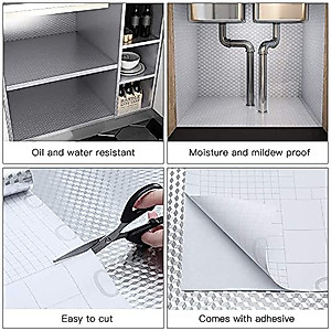 Kitchen Backsplash Stickers Wallpaper, Kitchen Sticker Self Adhesive Kitchen Foil Stickers Oil and Water Resistant Cooktop Sticker for Cabinet Countertops and Drawer Liner Shelves . 15.7x118 Inchs…