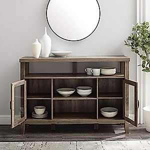 Walker Edison Tall Wood Universal TV Stand with Open Storage For TV's up to 58" Flat Screen Living Room Storage Entertainment Center, 52 Inch, Grey