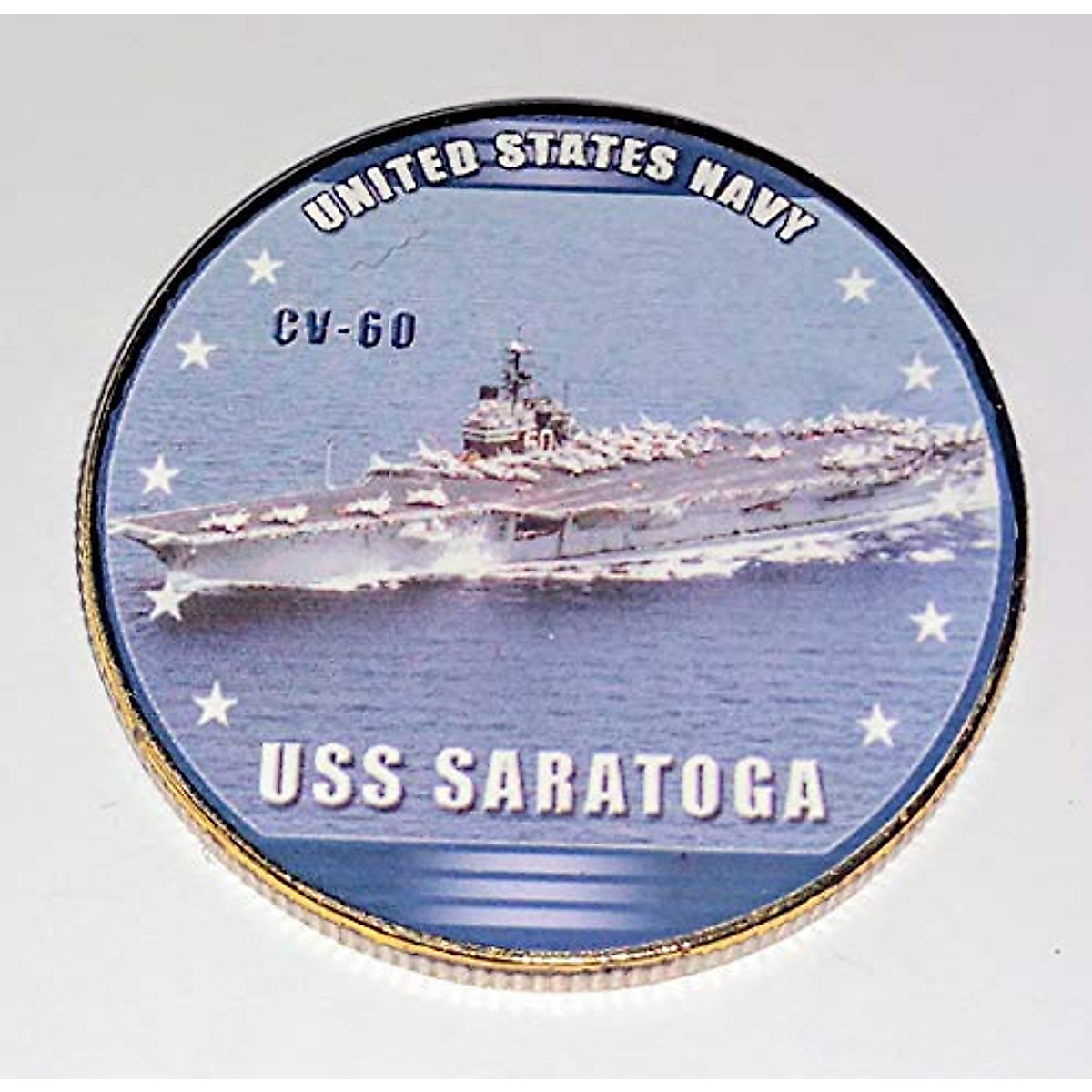 Navy USS Saratoga CV-60 Colorized Challenge Art Coin