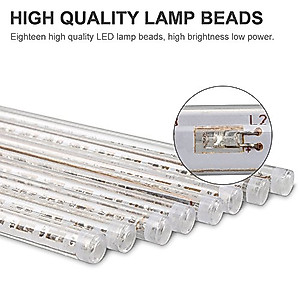 Falling Rain Christmas Lights, MIJOYE Waterproof LED Meteor Shower Lights with 30cm 8 Tube 144 LEDs, Icicle Snow Fall String Cascading Lights for Wedding, Party, Holiday, Xmas Tree, Garden (White)