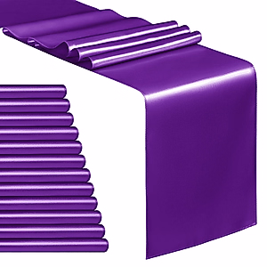 BEDDEB 12-Pack Purple Satin Table Runner 12 x 108 Inch Long Table Runner for Wedding, Purple Birthday Party Decorations, Premium Table Runners for Banquets, Graduations, Engagements