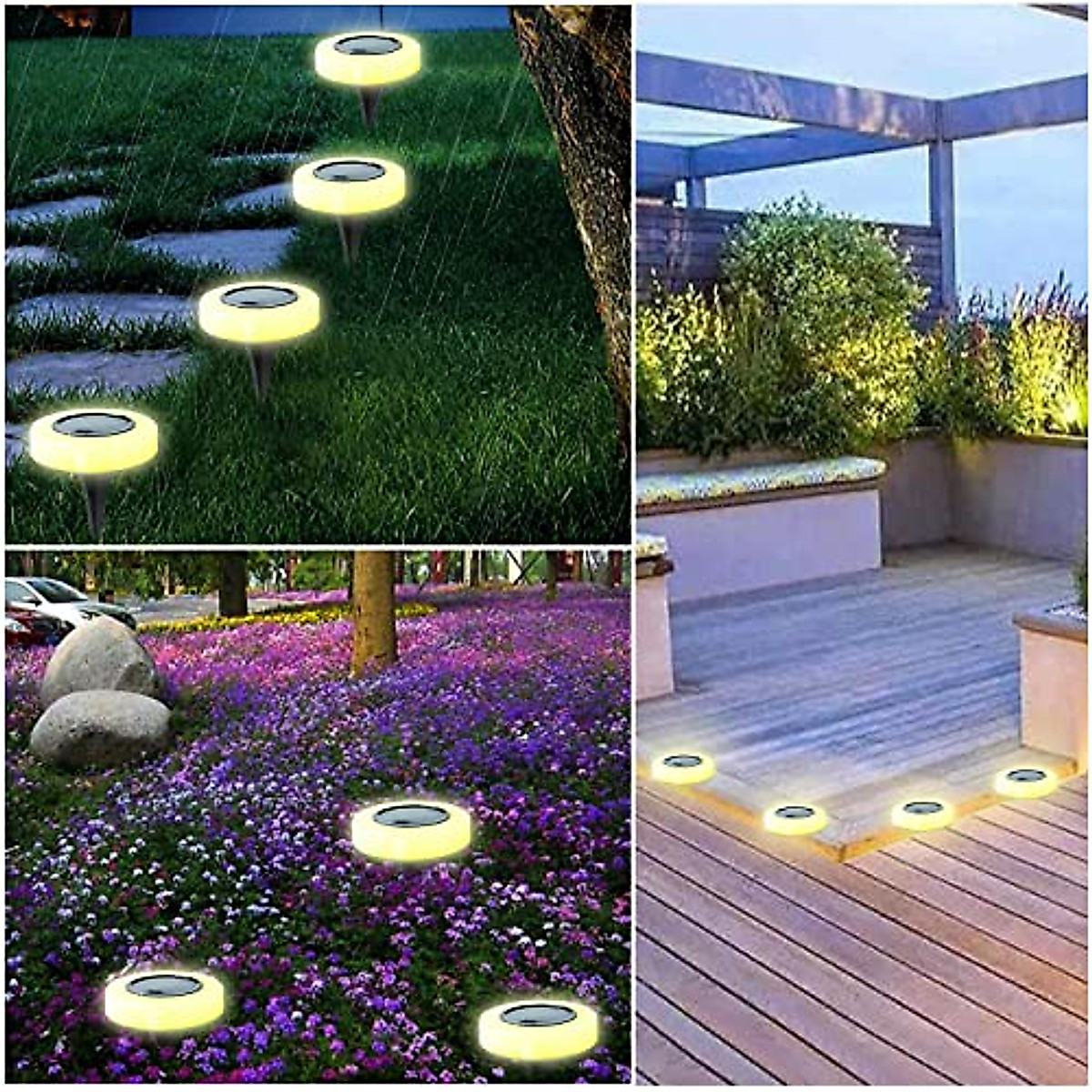 UgyDuky Solar Deck Lights Warm White Outdoor Led Solar Step Lights Waterproof IP65 for Garden Patio Concrete Pathway Walkway Driveway(4 Pack)