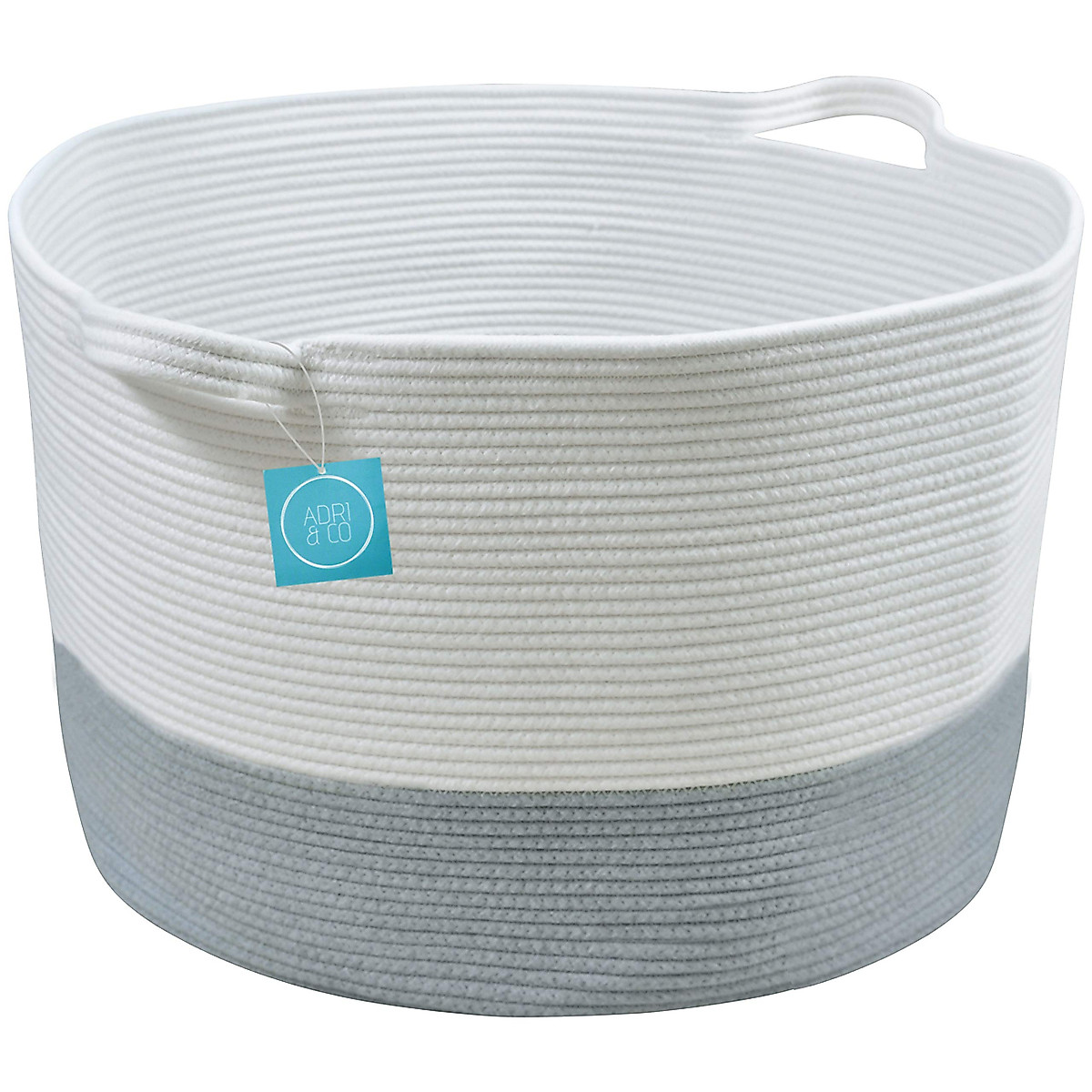 Large Blanket Basket | Cotton Rope Basket for Blankets Living Room | Size 21.7" x 21.7" x 13.8" | Large Basket for Blankets | Baby Laundry Basket |