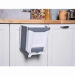 ARTHYS Hanging Trash Can for Kitchen Cabinet Door (White)