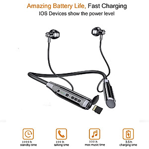 Bluetooth Headphones Neckband Wireless HeadsetTF card can be insertedwith MP3function100 Hours Long Battery Life Built-in Noise Cancelling Microphone Semi-in-Ear Earbuds foRunningDrivingWorking