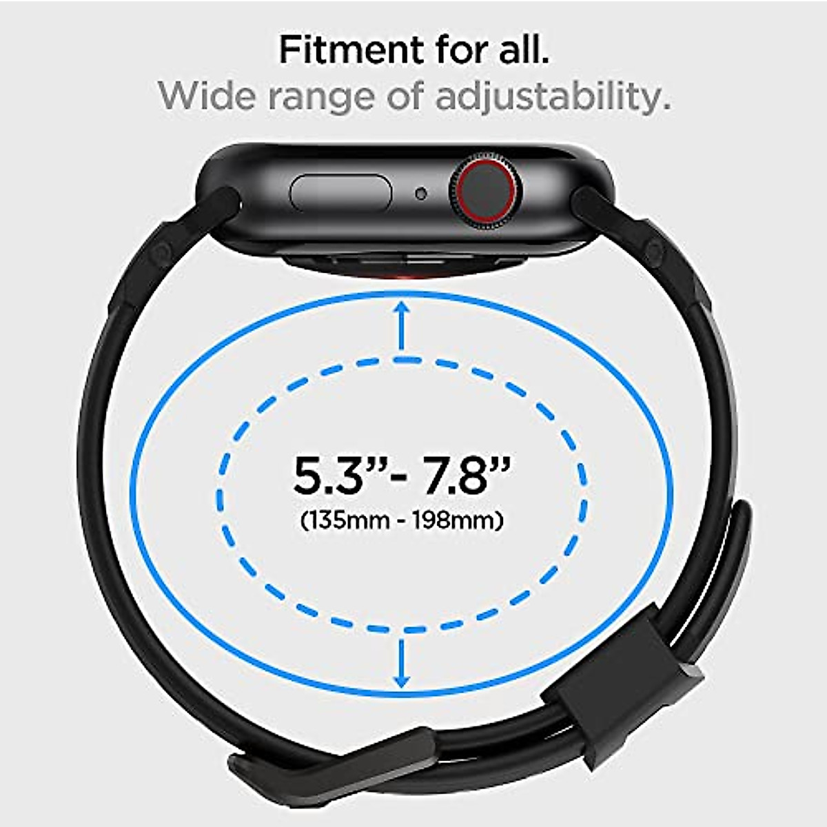 Spigen Rugged Band Designed for Apple Watch Band for Apple Watch Ultra (49mm), Series 8/7 (45mm), Series SE2/6/SE/5/4 (44mm) and Series 3/2/1 (42mm) - Matte Black