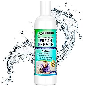 Vet Recommended Dog Breath Freshener Water Additive for Pet Dental Care - All Natural - Works to Solve The Cause of Bad Dog Breath. Add to Pet's Drinking Water - Made in USA (16oz/473ml)