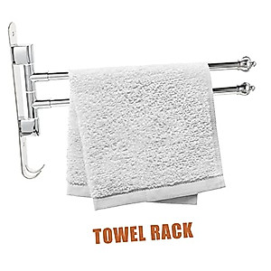 Cabilock 4pcs Rotating Towel Rail Hook Hanger Wall Mounted Clothing Rack Metal Coat Hanger Shower Mat Rod Rotation Towel Hanger Bathroom Metal Towel Bar Swivel Towel Bar Swivel Towel Rack