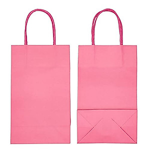 Sparkle and Bash 25 Pack Small Hot Pink Gift Bags with Handles, Bulk for Birthday Party Favors (5.45 x 9 x 3.15 In)