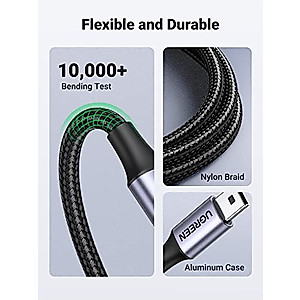 UGREEN Mini USB Cable [3ft, 2-Pack] USB Mini B 2.0 Cable Nylon Braided Charging Cord Compatible with Garmin Nuvi GPS,SatNav,Dash Cam,Blue Yeti,Digital Camera,PS3 Controller,Hard Drive,MP3 Player,GoPro