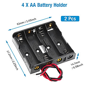 QTEATAK 8 Pack AA Battery Holder Bundle with Wire 1 AA Battery Holder 1.5V, 2 Pcs, 2 AA Battery Holder 3V, 2 Pcs, 3 AA Battery Holder 4.5V, 2 Pcs, 4 AA Battery Holder 6V, 2 Pcs