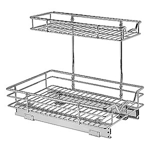 Hold N’ Storage Under Sink Organizers and Storage - 2 Tier Slide Out Cabinet Organizer with Sliding Drawers for Inside Cabinets- 11" W x 18" D x 15”H, Chrome