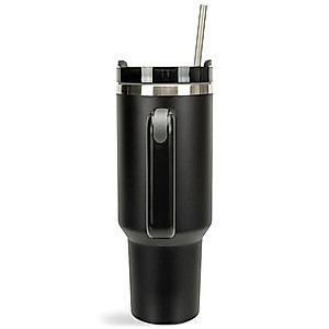 100 North Turtle Dog Elden Meme Ring Video Game Wrap-Around 40 Oz. Stainless Steel Water Bottle Coffee Mug, Spill & Leak Resistant, Travel Tumbler with Handle, Lid & Straw, White