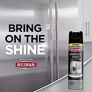 Weiman Stainless Steel Cleaner & Polish Protects Appliances From Fingerprints & Gives a Streak-Free Shine - For Refrigerators, Oven, Dishwasher, Stove - 2 Pack Aerosol Spray with Microfiber Cloth Included