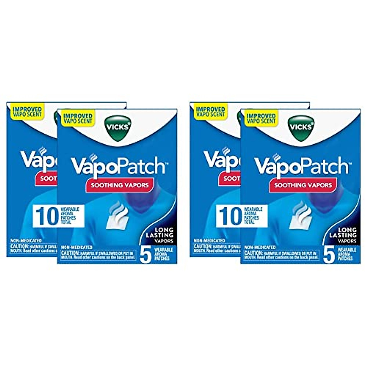 Vicks VapoPatch, Wearable Mess-Free Aroma Patch, Soothing & Comforting Non-Medicated Vapors, for Adults & Children Ages 6+, 5ct (4 Pack)
