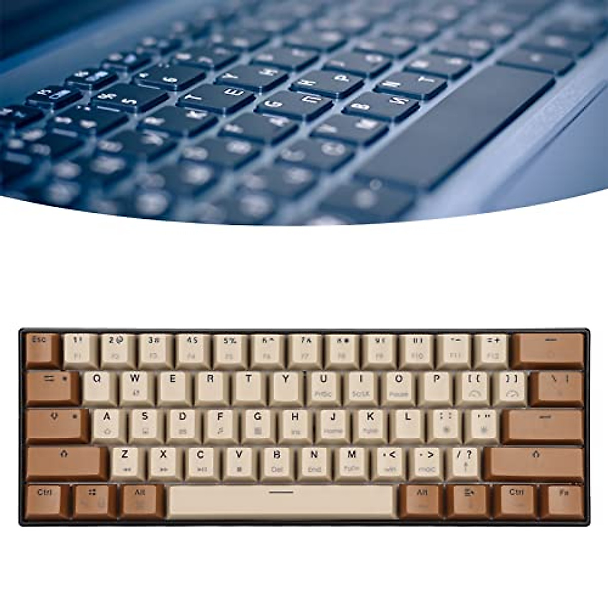 Zyyini 61keys Mechanical Keyboard,Line Separation Typ C Gaming Keyboard Mixing Light Ergonomics Key,Computer Keyboard for Win2000, ME,XP, Vista,Win 7,HarmonyOS, Win 8,Win 10,Android,OS X(Green axis)