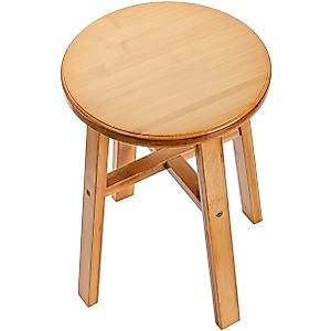 Yesland Little Wood Stool - 9.5 Inch Round Bamboo Shower Seat Stool Milking Stool - Anti Slip Small Short Stool for Adults, Shoe Changing, Home, Bathroom, Bedside (Natural)