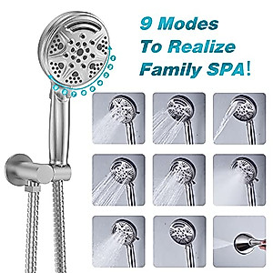 Shower System, Starbath Shower Faucet Set with 6-Setting Rainfall Shower Head and 9-Setting Handheld Shower Combo Set Wall Mounted, 3 Way Pressure Balance Shower Valve and Trim Kit(Brushed Nickel)
